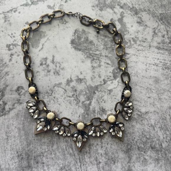 Jewelry | Ornate Cream And Silver Necklace With Gemstones And Pearls ...